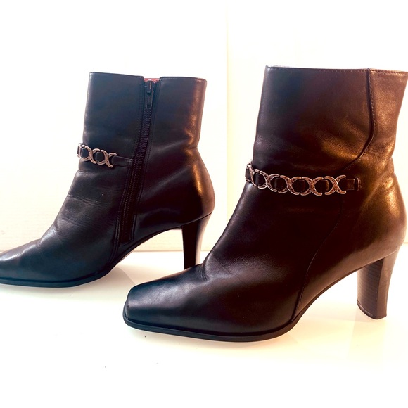 Markon | Shoes | Vintage Markon Black Leather Sz 62 Squaretoe Block ...